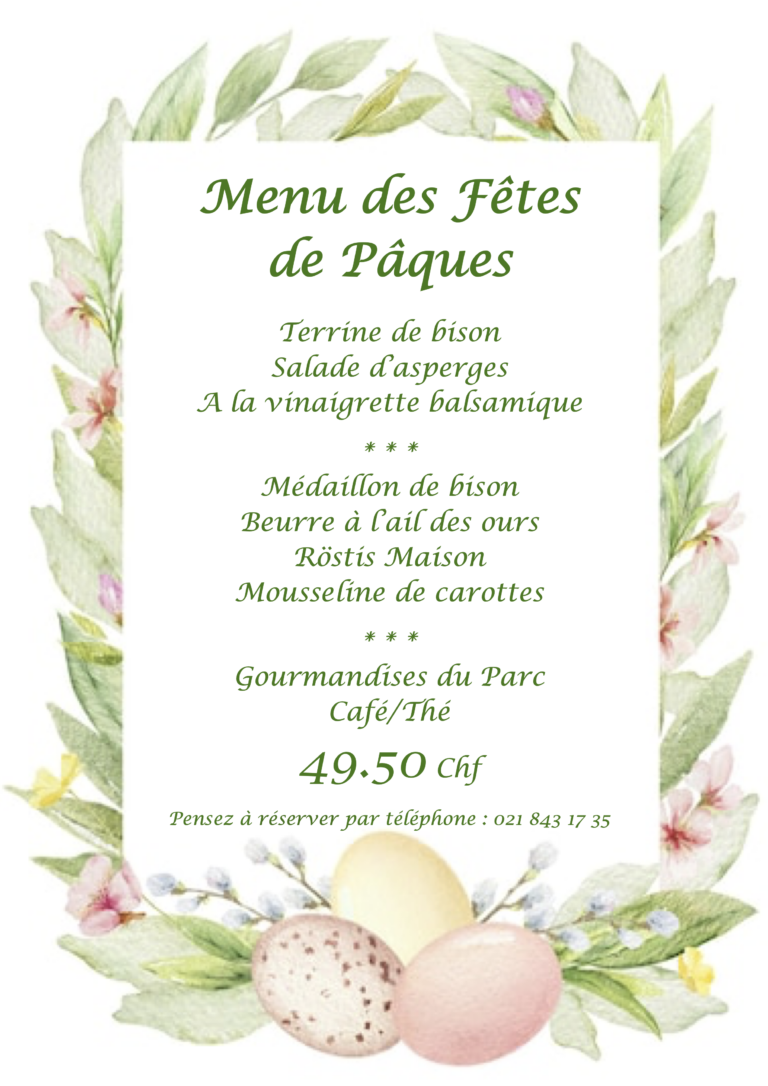 Menu de Pâques ! - Juraparc